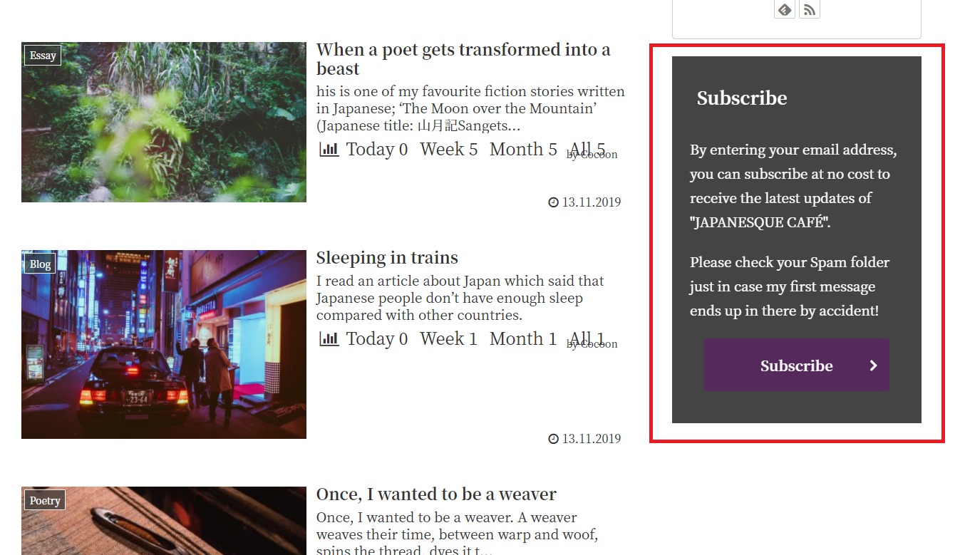“Cocoon” The best Free WordPress Theme I’ve ever used is made in Japan | JAPANESQUE CAFÉ